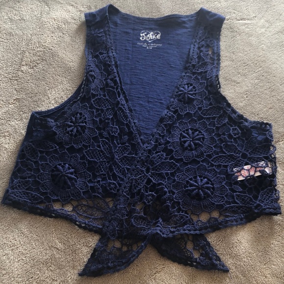 Justice | Other | Justice Girls Crochet Navy Vest | Poshmark